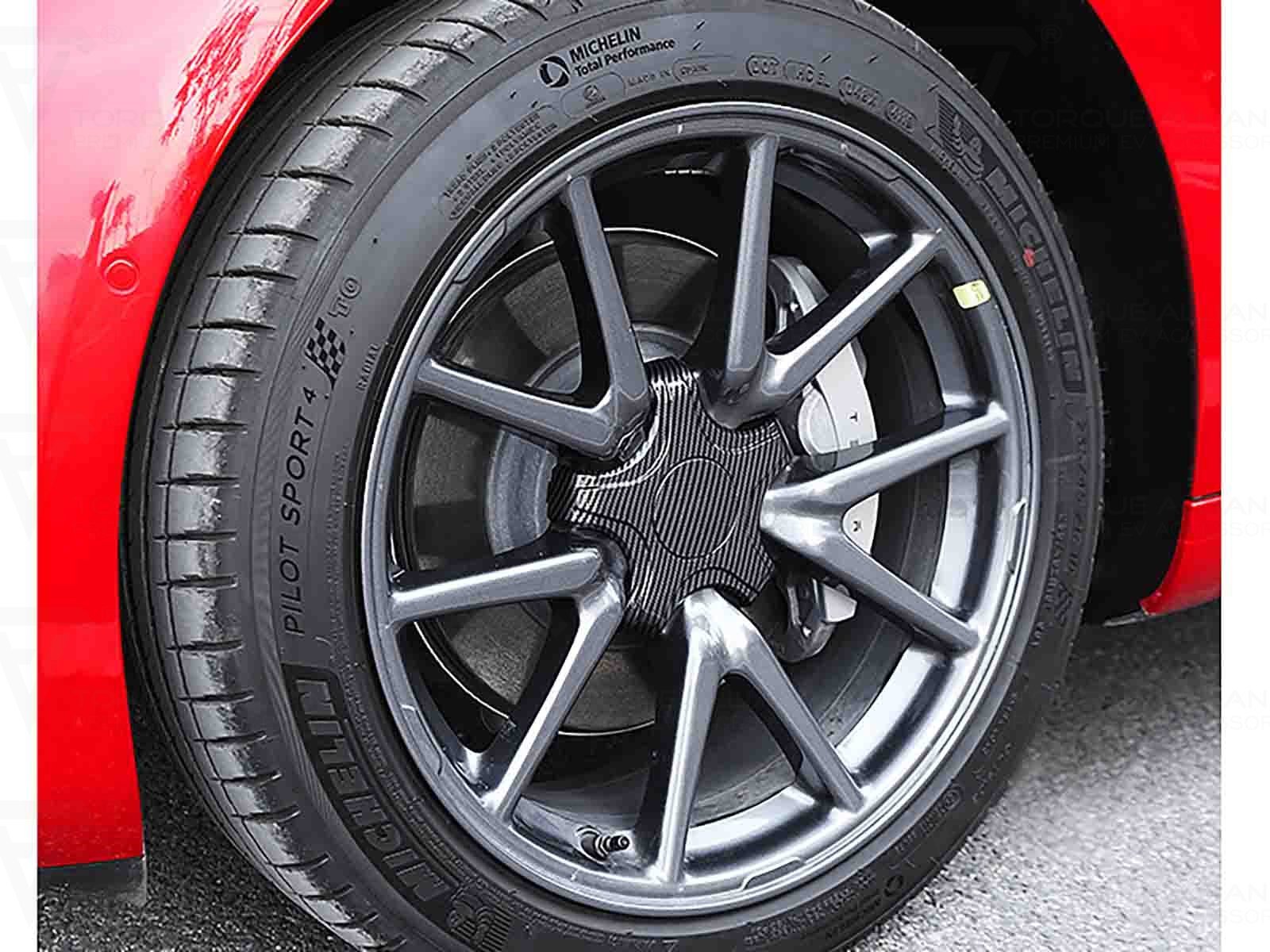 Pentagram Hub Caps (4 pcs) - Tesla model 3 - Torque Alliance