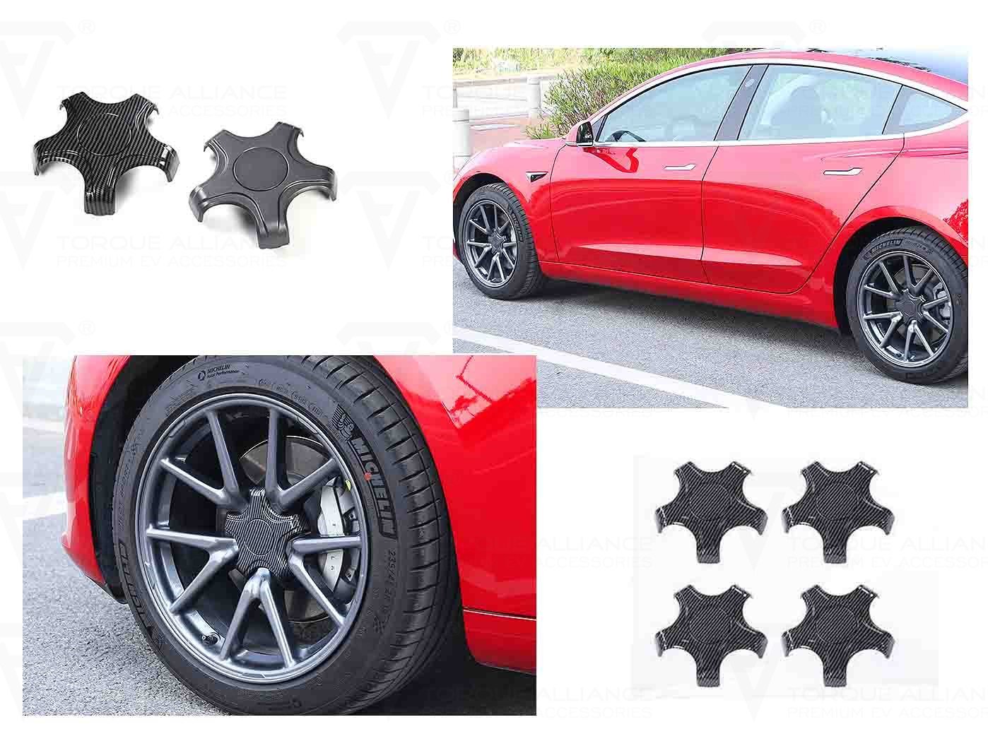 Pentagram Hub Caps (4 pcs) - Tesla model 3 - Torque Alliance