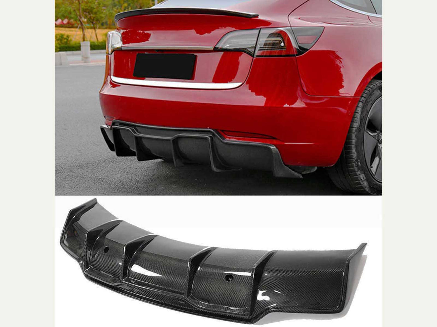 Tesla Model 3: Bolt-on Body Kit - Razor V Style (Genuine Carbon Fiber