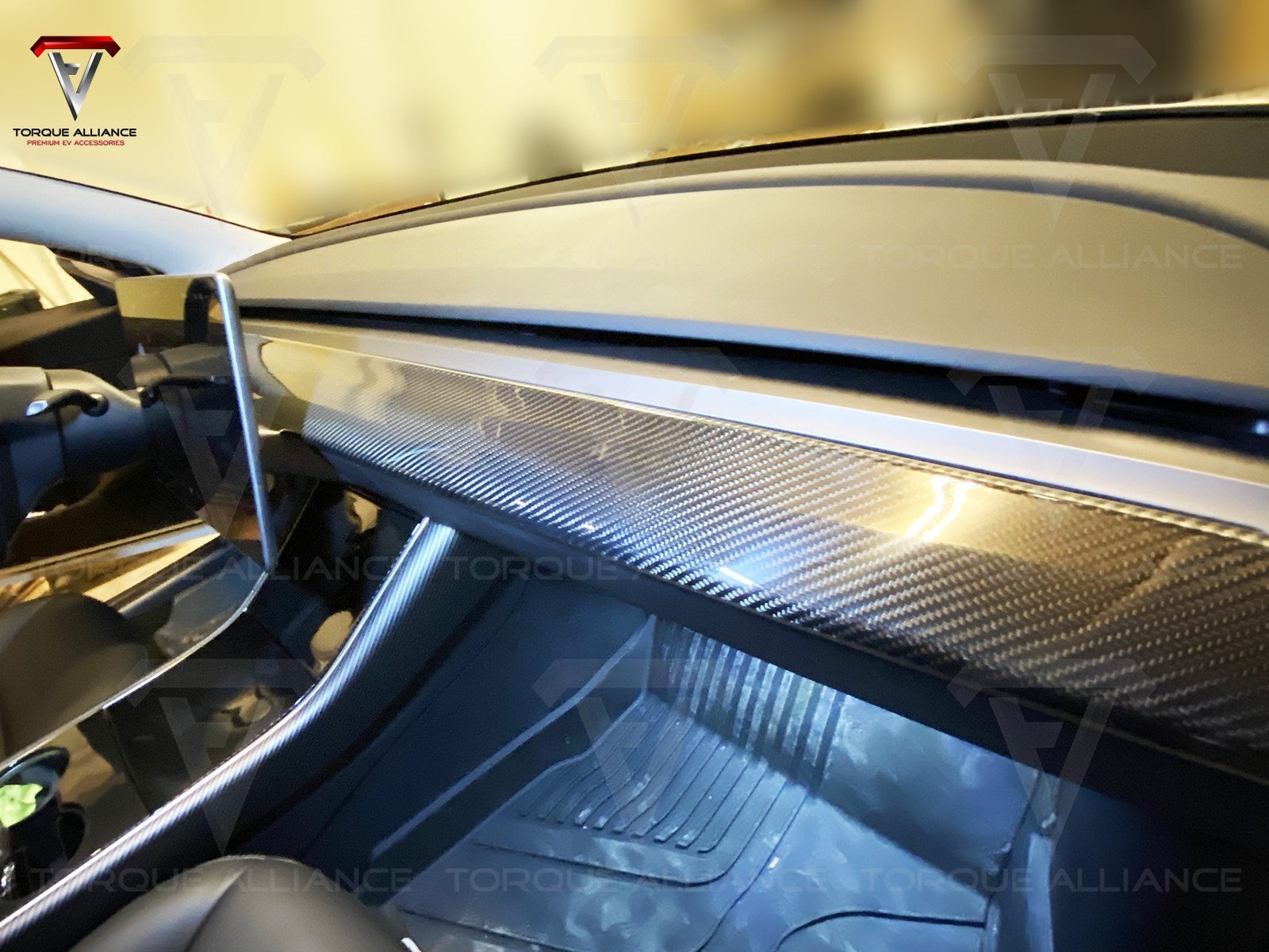 Real Carbon Fiber Dashboard Cover- for Tesla Model 3 - Torque Alliance