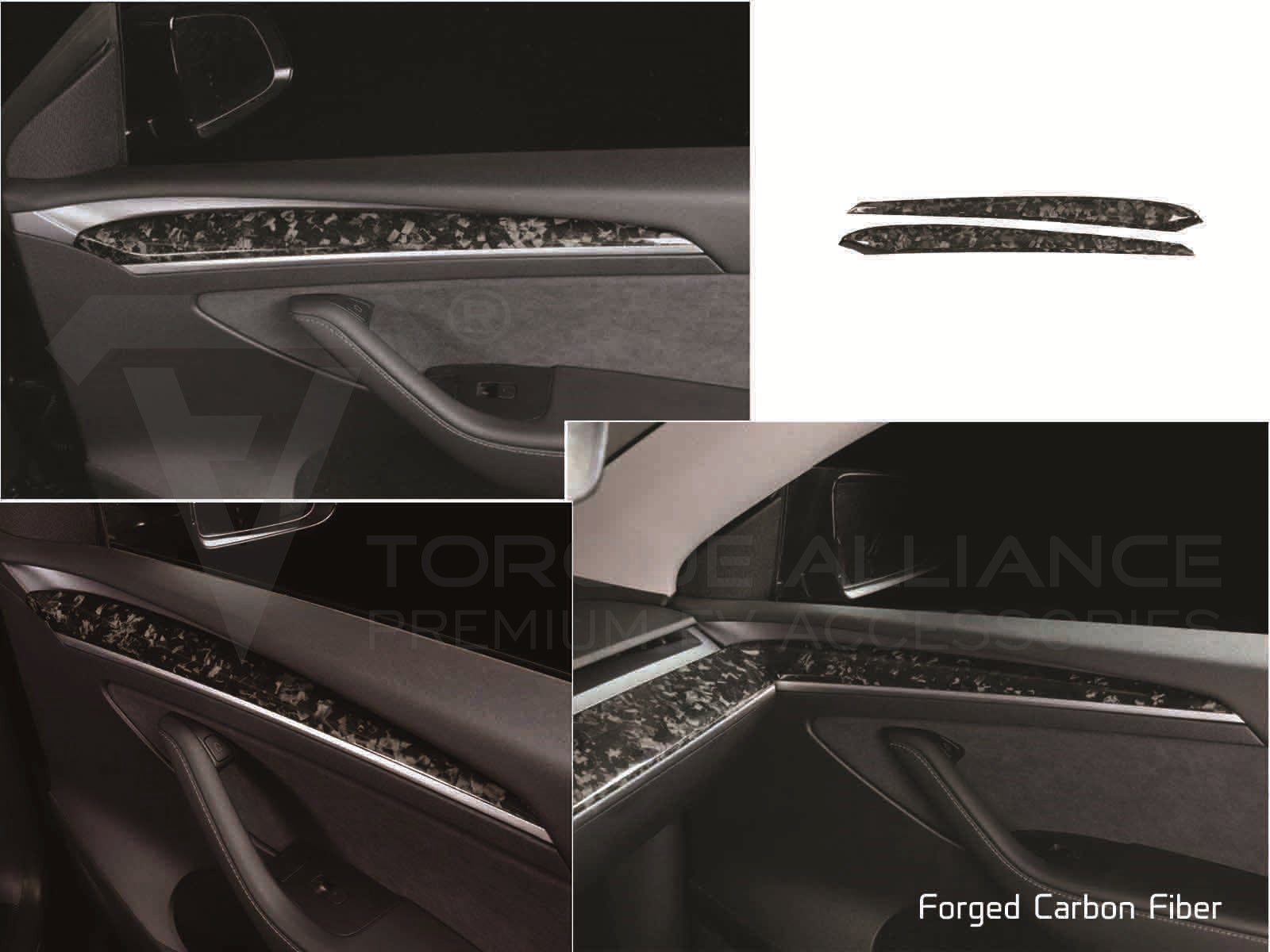 Model 3&Y:Genuine Carbon Fiber Door Panel Insert, Door Panel Trim ...