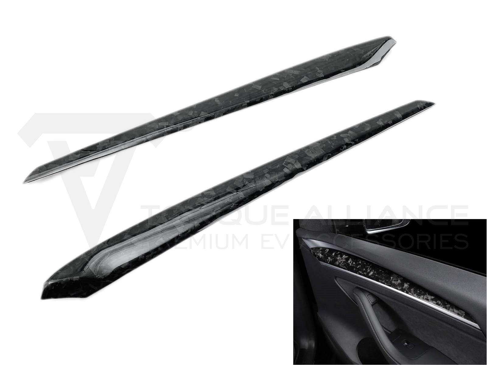 Model 3&Y:Genuine Carbon Fiber Door Panel Insert, Door Panel Trim ...