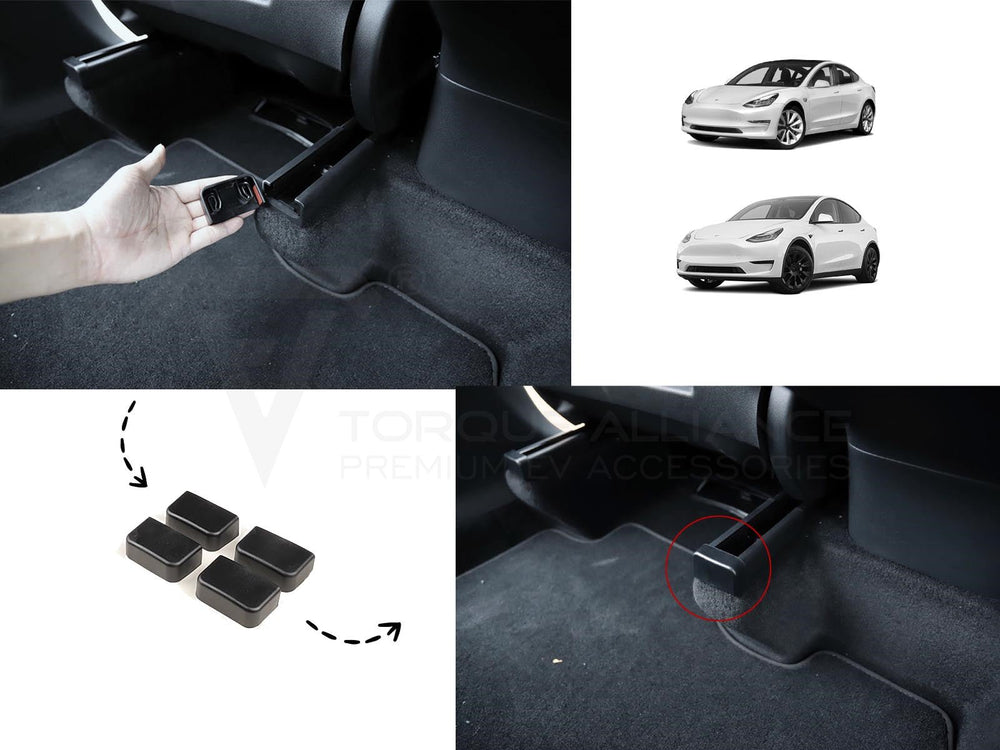 Tesla Model 3 and Model Y: Seat Slide Rails Soft Rubber Cover Plugs (4