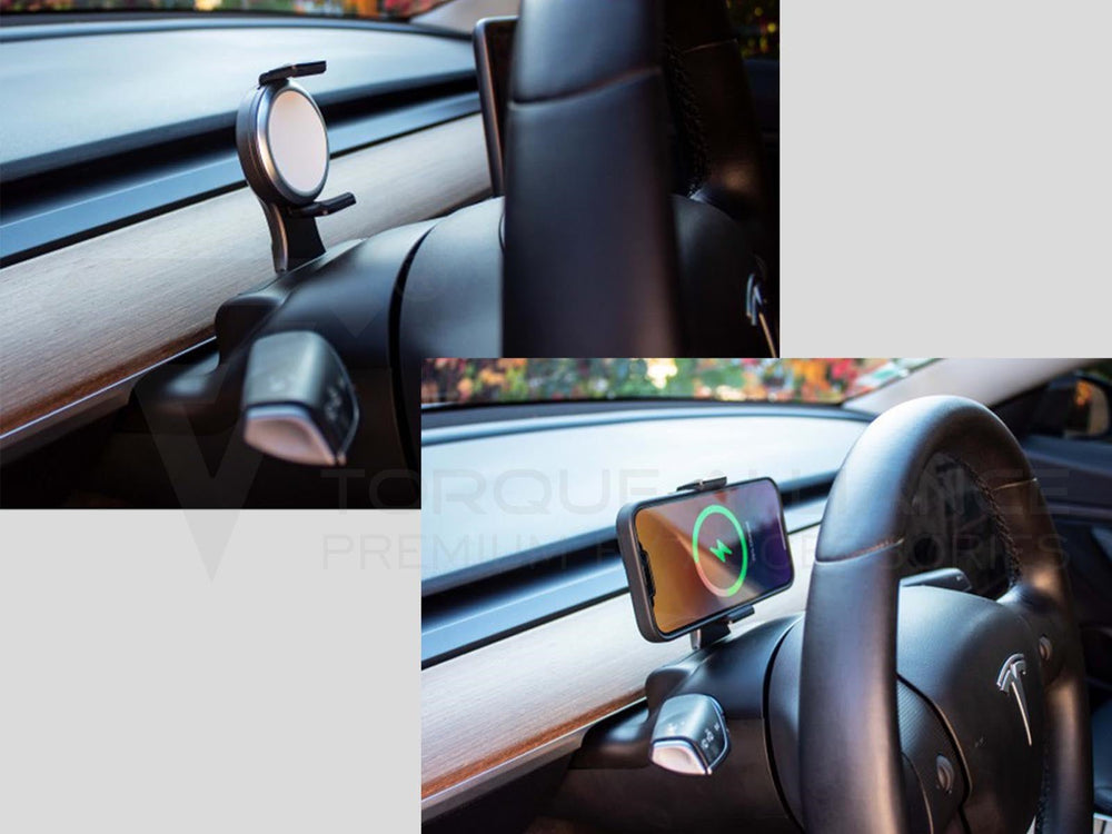 Tesla Model 3 and Model Y: Instrument Mounted, Super Wireless Phone Ch