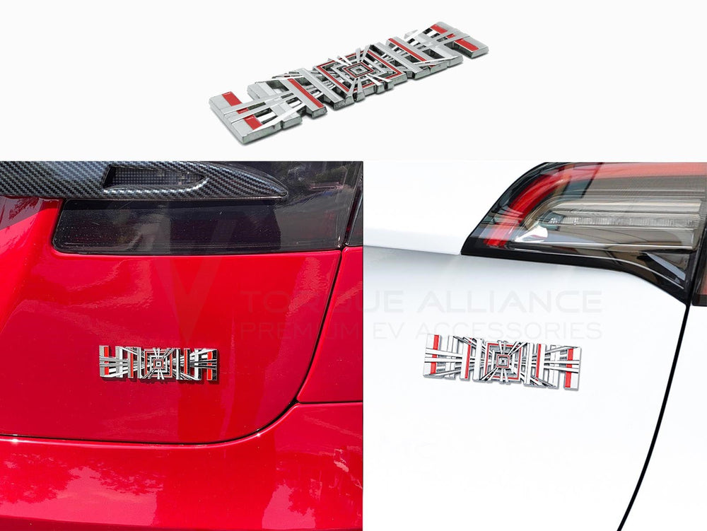 Tesla Model S,3,X,Y: PLAID Logo Badge, Trunk Emblem