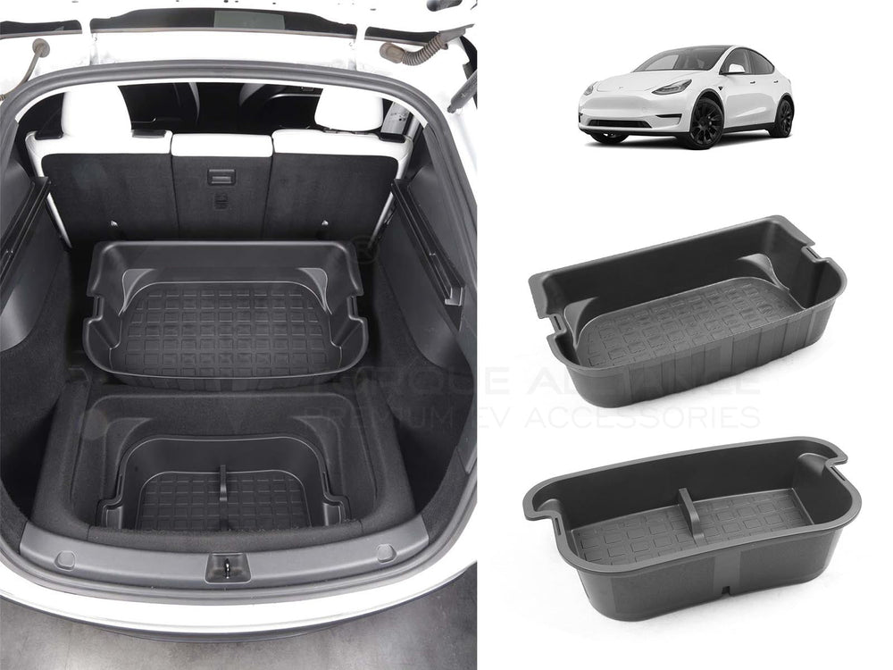 Tesla Model Y: Double-Layer Trunk Storage Box, Trunk Organizer