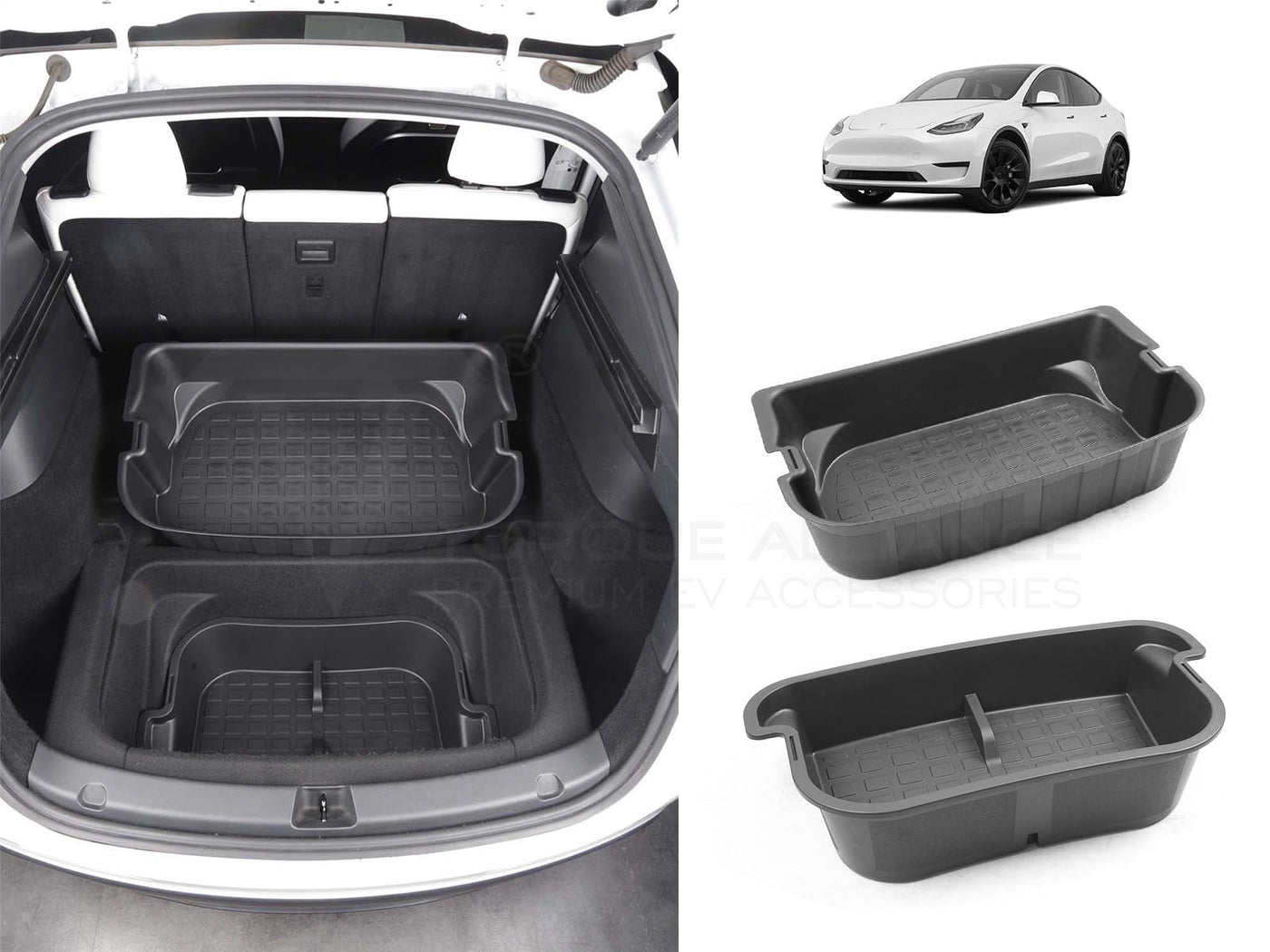 Tesla Model Y: Double-Layer Trunk Storage Box, Trunk Organizer
