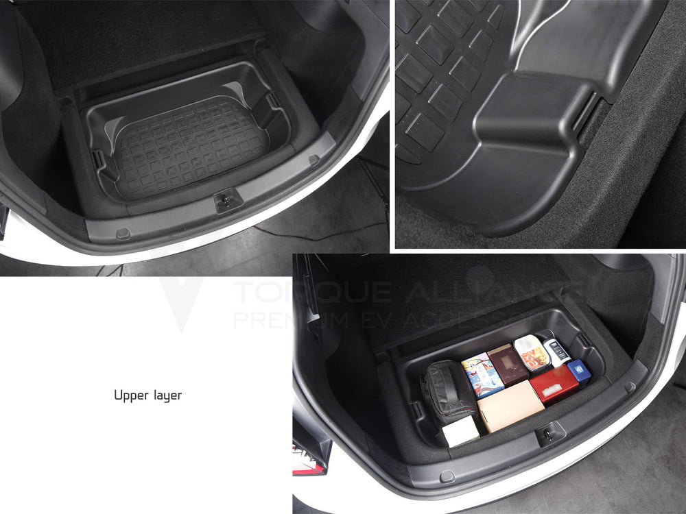 Tesla Model Y: Double-Layer Trunk Storage Box, Trunk Organizer